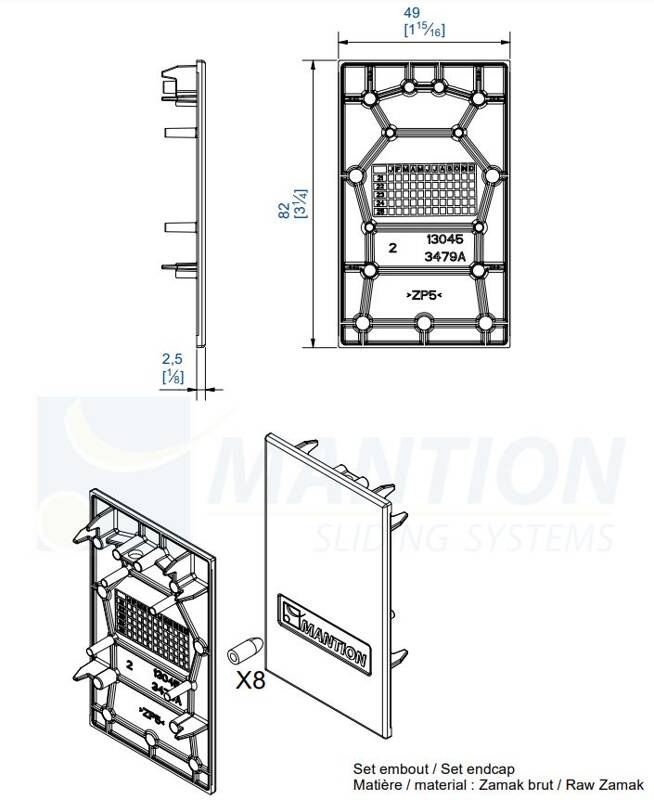 Zaślepka maskownicy MANTION 13045B do systemu SAF-EVOLUTION, zamak ...